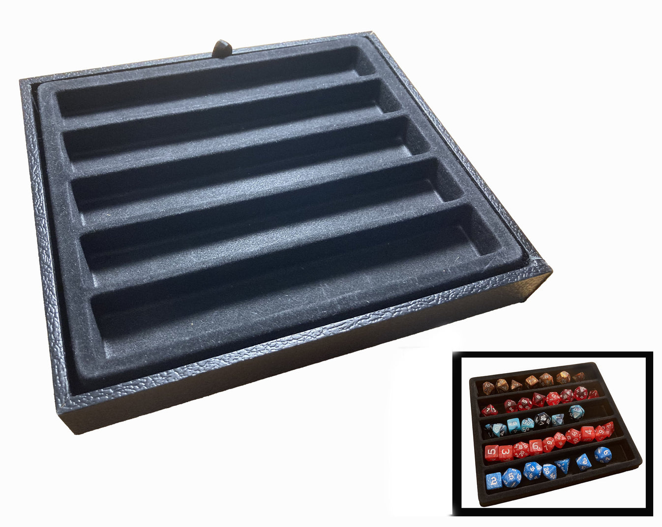 N'icePackaging - Black Leatherette Deluxe Dice Tray with Padded Insert